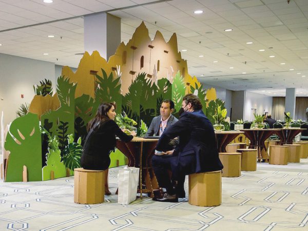 Sustainable events in hotels. Cardboard design for IDB Invest - Cartonlab