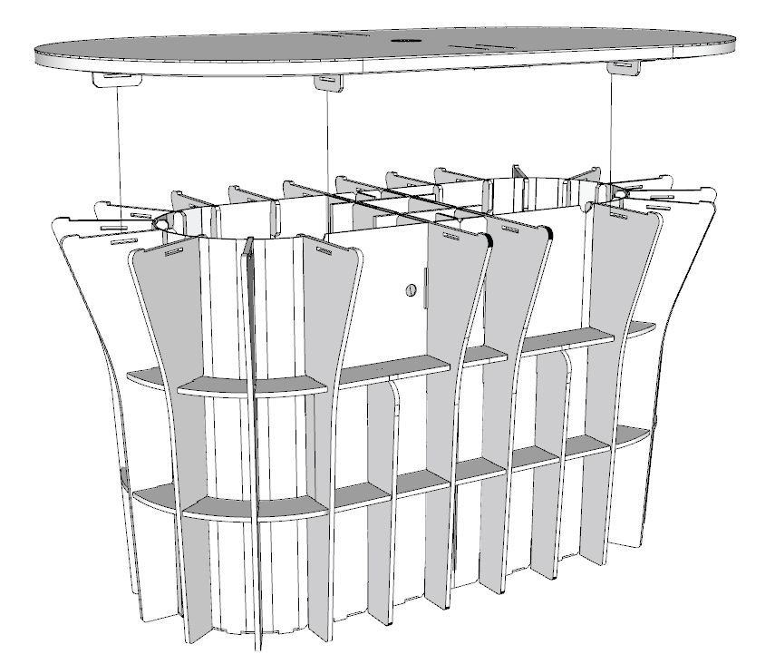 Cardboard trade show booth at CES. Eco design for Flint Batteries
