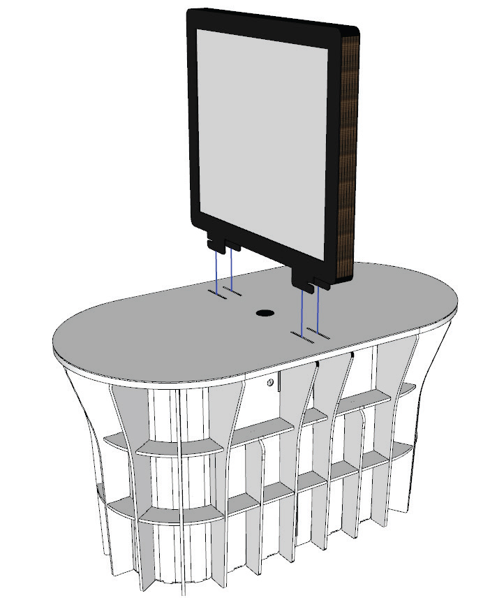 Cardboard trade show booth at CES. Eco design for Flint Batteries