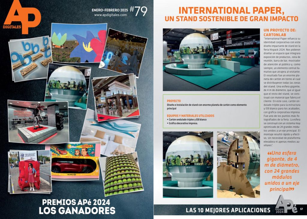 Un planeta hecho de cartón para el stand de International Paper